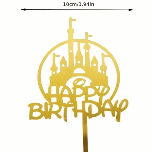 Party Supplies | Gold Disney Theme Castle Acrylic Cake Topper | Poshmark